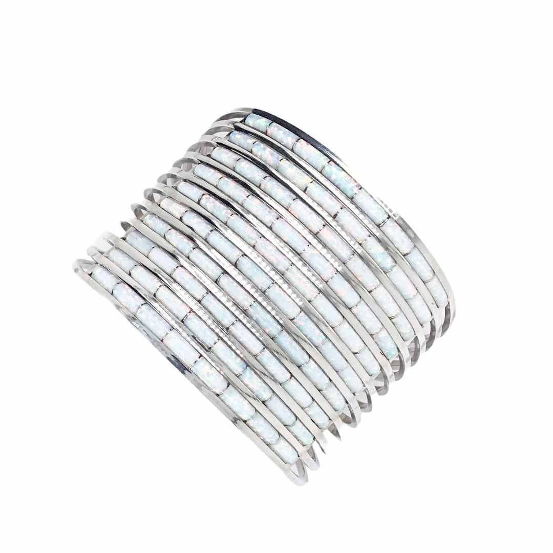 Zuni Ten Row Inlay Created Opal Bracelet - Native American | Native ...